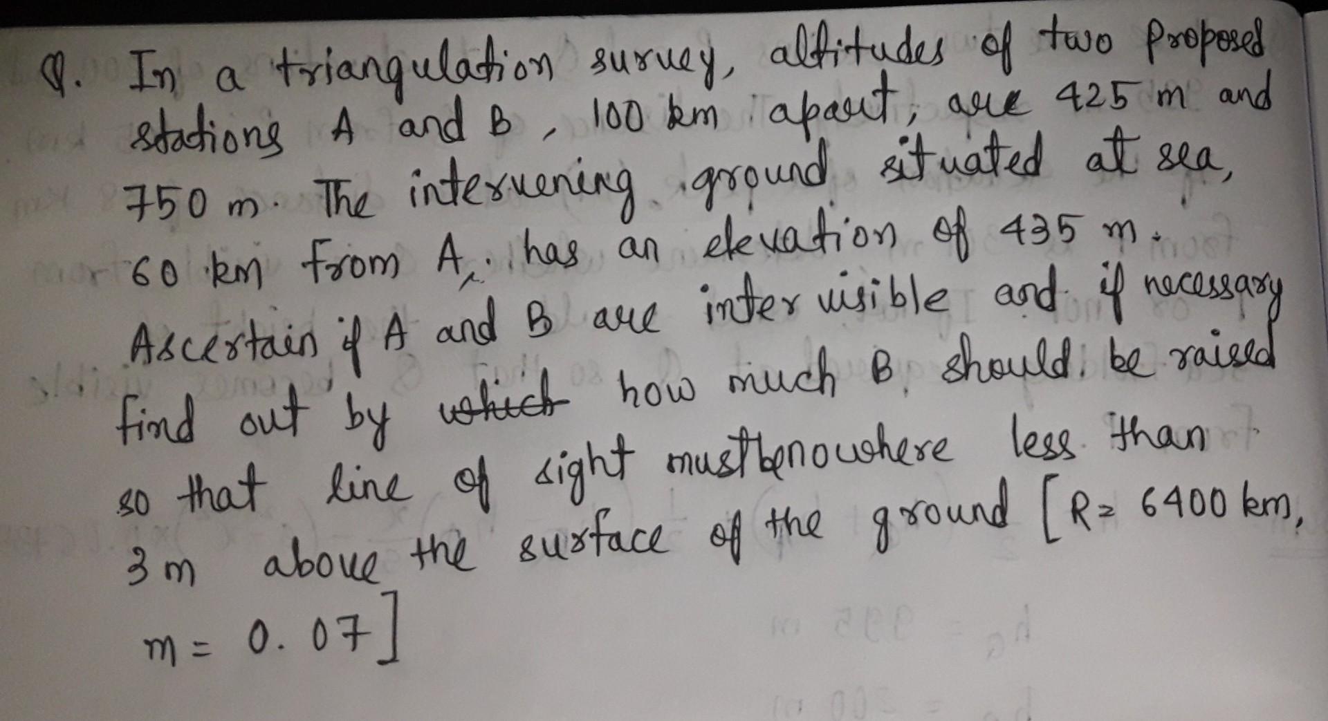 Solved Q. In a triangulation survey, altitudes of two | Chegg.com