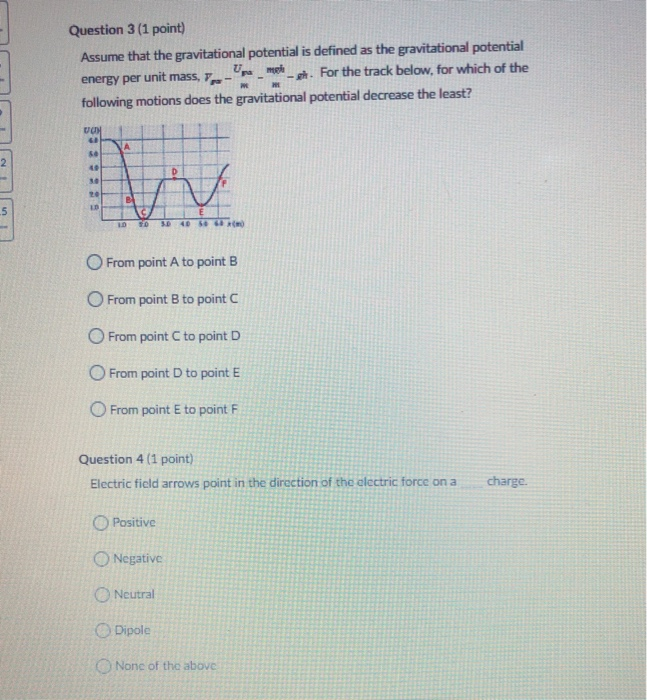 Solved Question 3 (1 point) Assume that the gravitational | Chegg.com