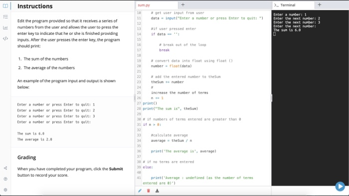 Solved Instructions > Terminal sumy 1 theSun. 2 3 stores the | Chegg.com