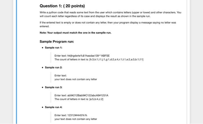 Solved note: don't use lists or dictionaries, and please | Chegg.com