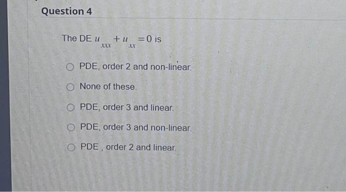 Solved The DE (y′′)3+y=0 is None of these. ODE, non-linear | Chegg.com