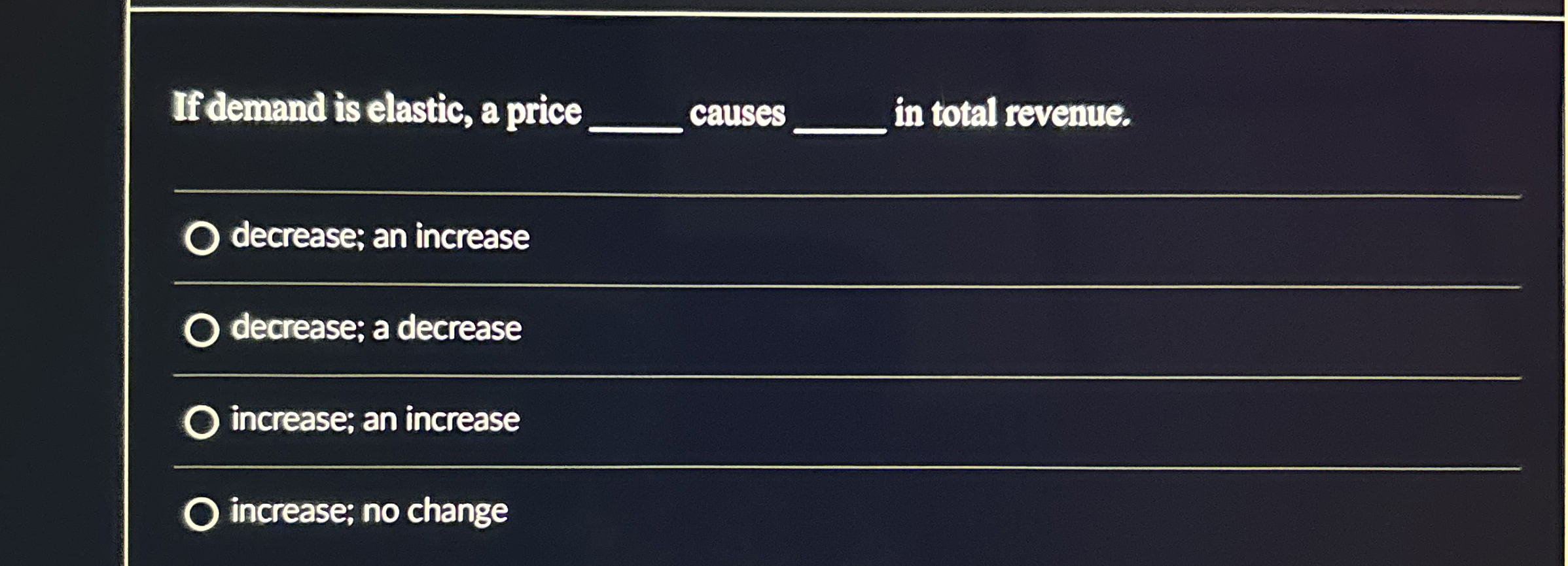 Solved If demand is elastic, a price q, ﻿causes q, ﻿in total | Chegg.com