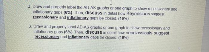 Solved 1 2. Draw and properly label the AD-AS graphs or one | Chegg.com