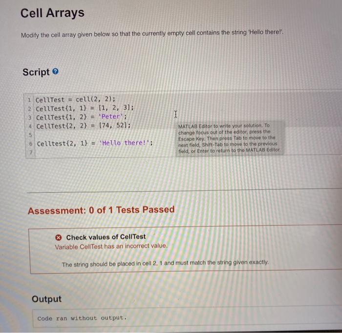 Solved Cell Arrays Modify the cell array given below so that | Chegg.com