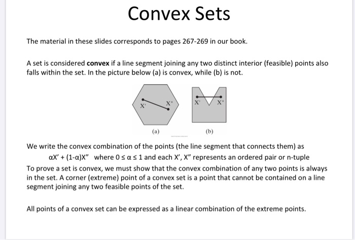 Solved Convex Sets The material in these slides corresponds | Chegg.com