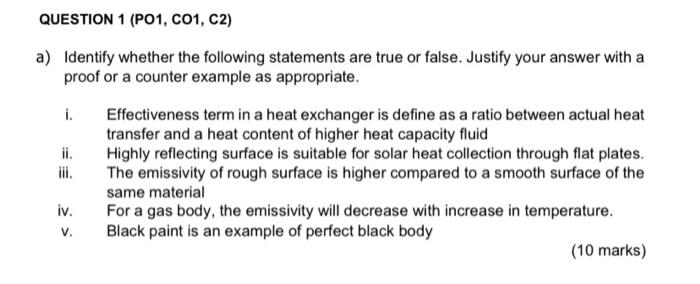 Solved QUESTION 1 (P01, CO1, C2) a) Identify whether the | Chegg.com