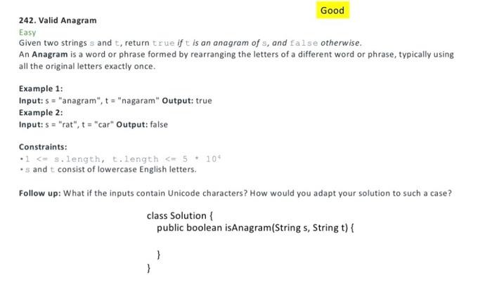Solved an anagram is a word or phrase formed by rearranging | Chegg.com