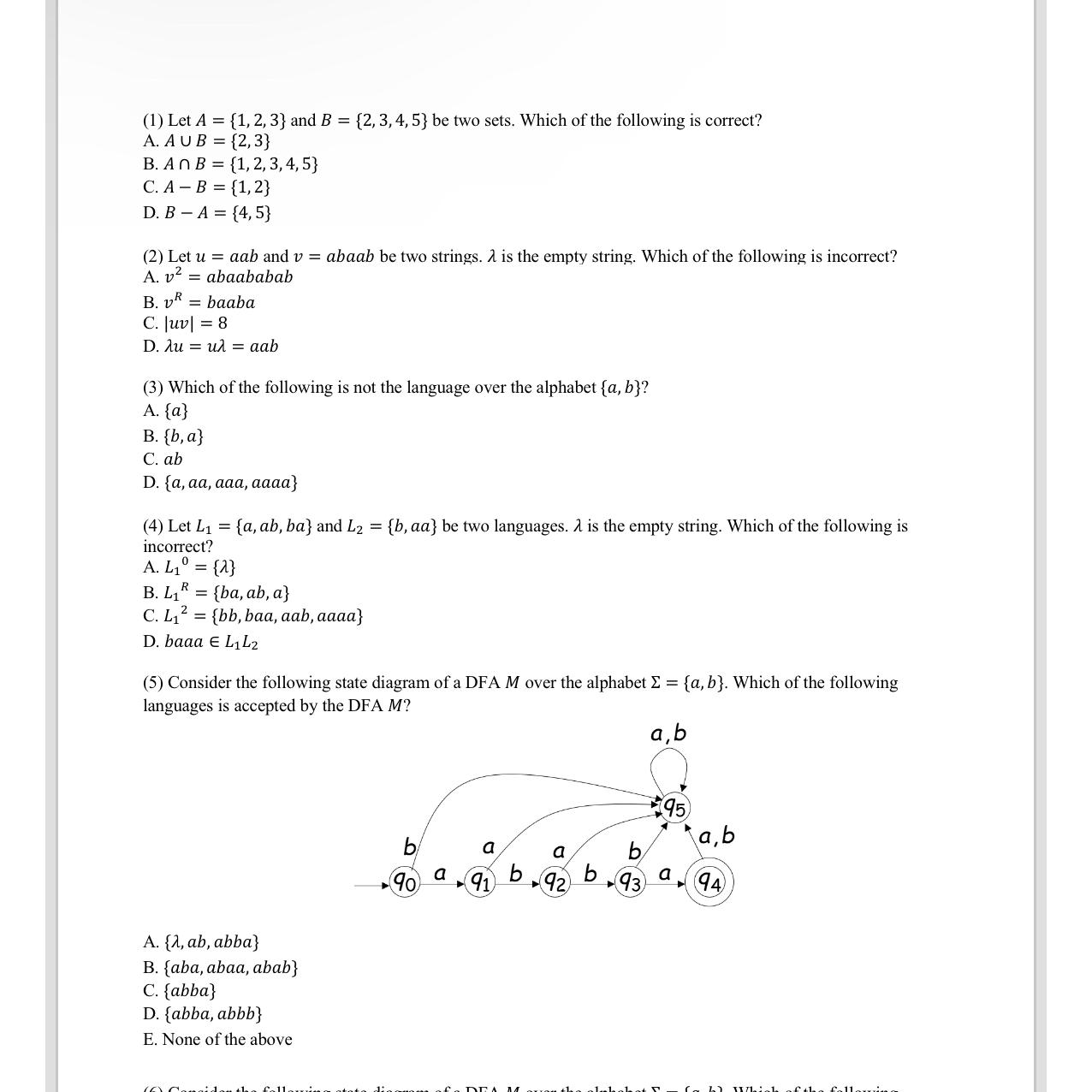 Solved (1) ﻿Let A={1,2,3} ﻿and B={2,3,4,5} ﻿be two sets. | Chegg.com