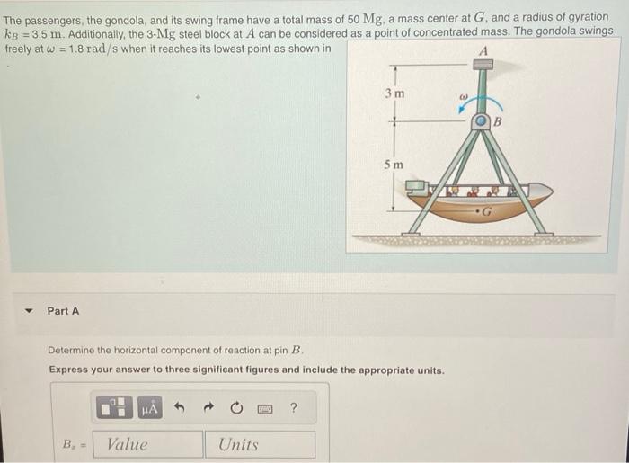 Solved The passengers, the gondola, and its swing frame have | Chegg.com