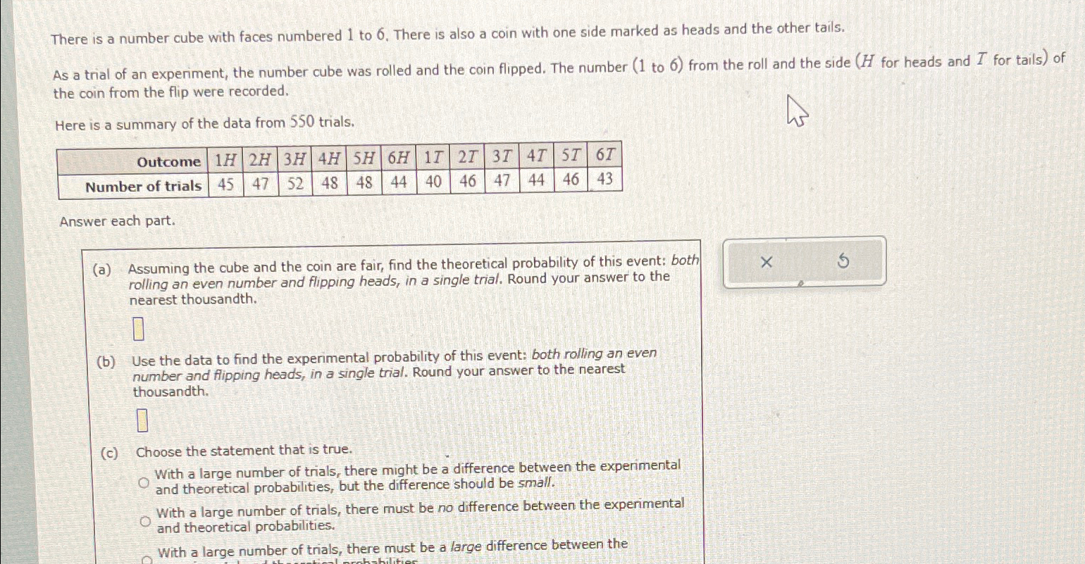 Solved There is a number cube with faces numbered 1 ﻿to 6 . | Chegg.com