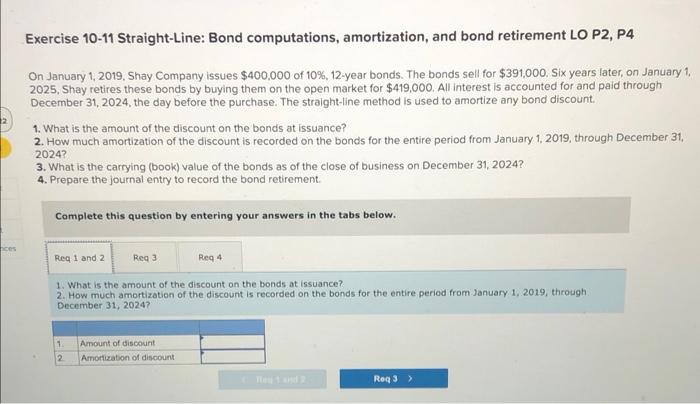 Solved Exercise 10-11 Straight-Line: Bond computations, | Chegg.com