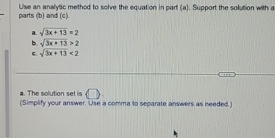 Solved Use an analytic method to solve the equation in part | Chegg.com