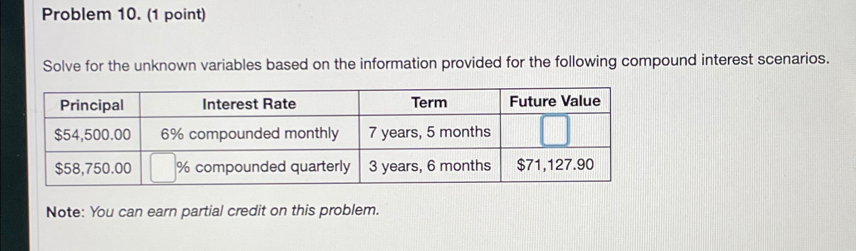 Solved Problem 10. (1 ﻿point)Solve for the unknown variables | Chegg.com