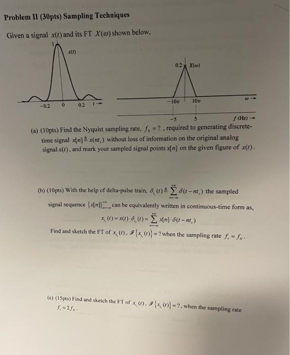 Solved Problem II (30pts) Sampling Techniques Given a signal | Chegg.com