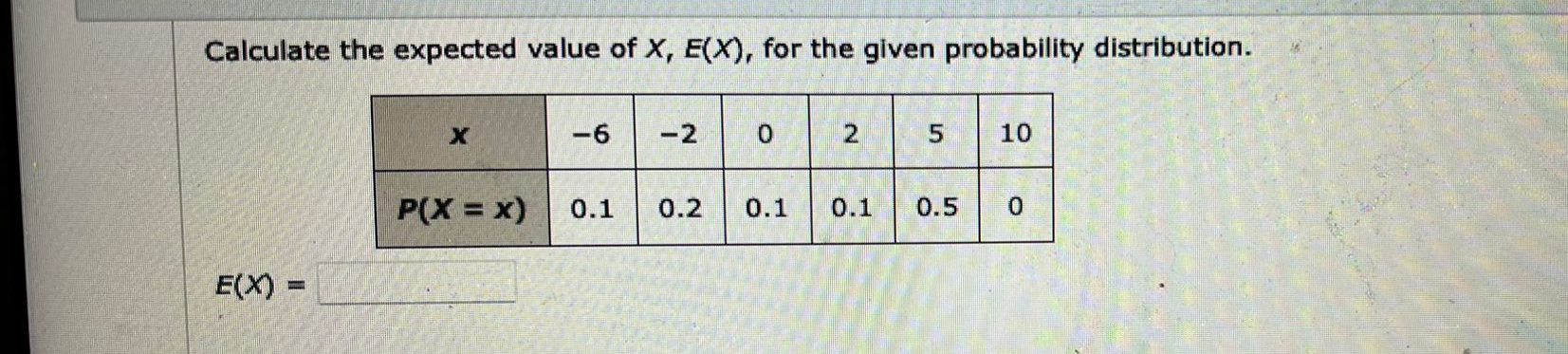 Solved Calculate the expected value of x,E(x), ﻿for the | Chegg.com