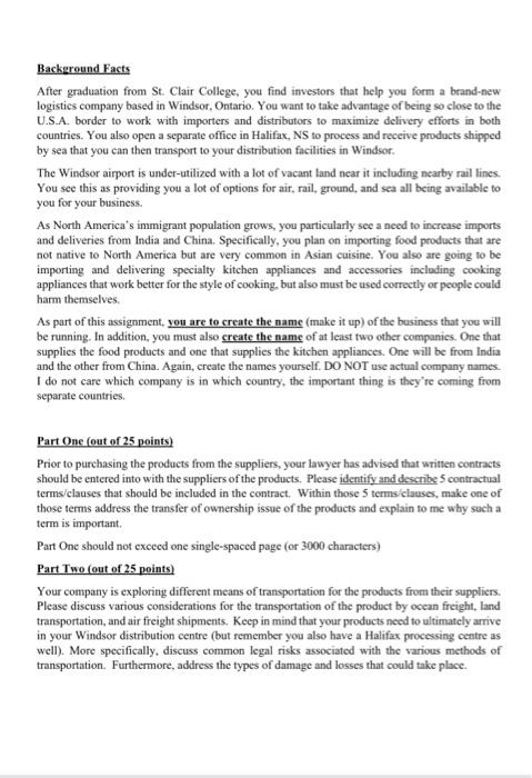 Solved Background Facts After graduation from St. Clair | Chegg.com