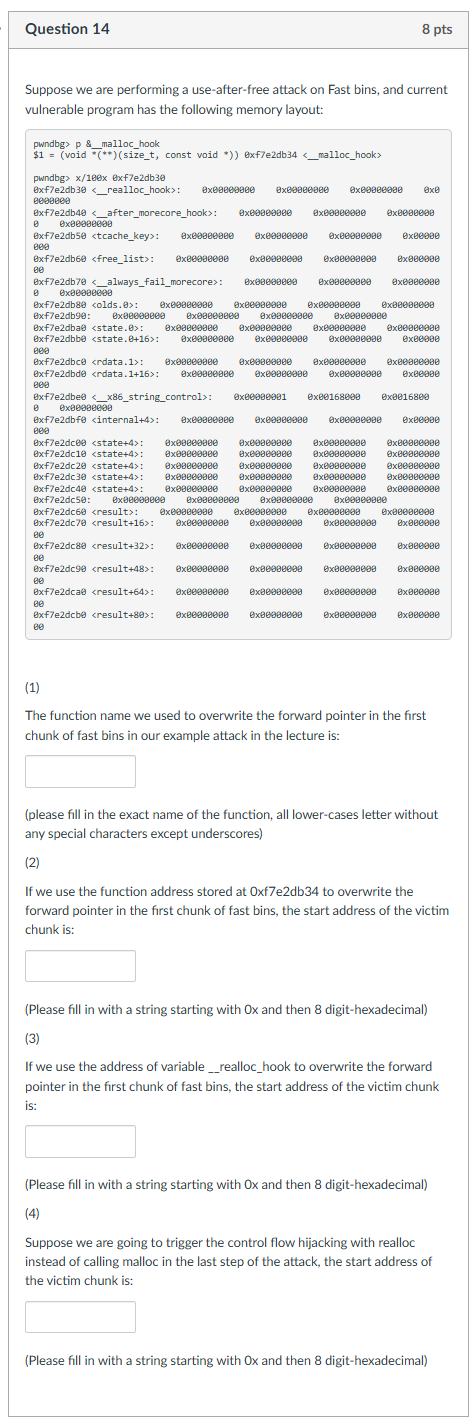 Solved Suppose we are performing a use-after-free attack on | Chegg.com