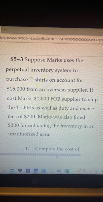 Solved S5-3 Suppose Marks uses the perpetual inventory | Chegg.com