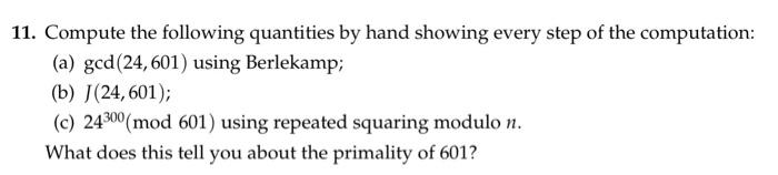 Solved 11. Compute the following quantities by hand showing | Chegg.com