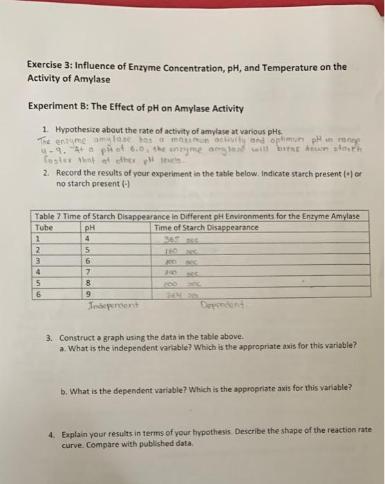 Solved Exercise 3: Influence of Enzyme Concentration, pH, | Chegg.com