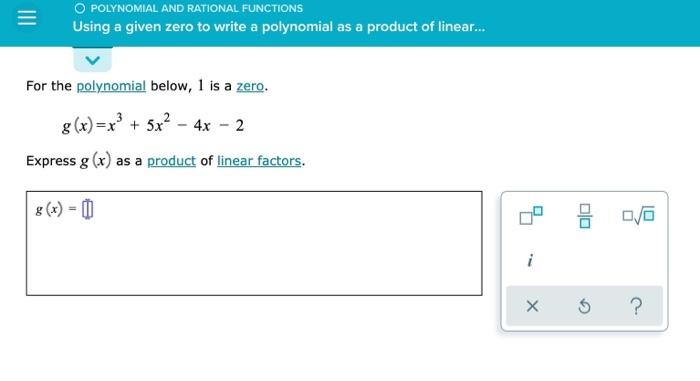 Solved III POLYNOMIAL AND RATIONAL FUNCTIONS Using a given | Chegg.com