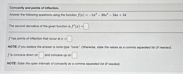 Solved Concavity and points of inflection. Answer the | Chegg.com