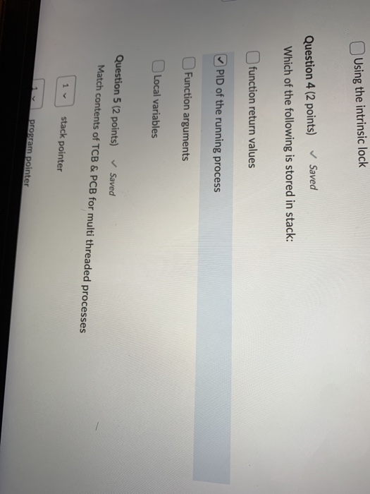 Solved Using the intrinsic lock Question 4 (2 points) Saved | Chegg.com