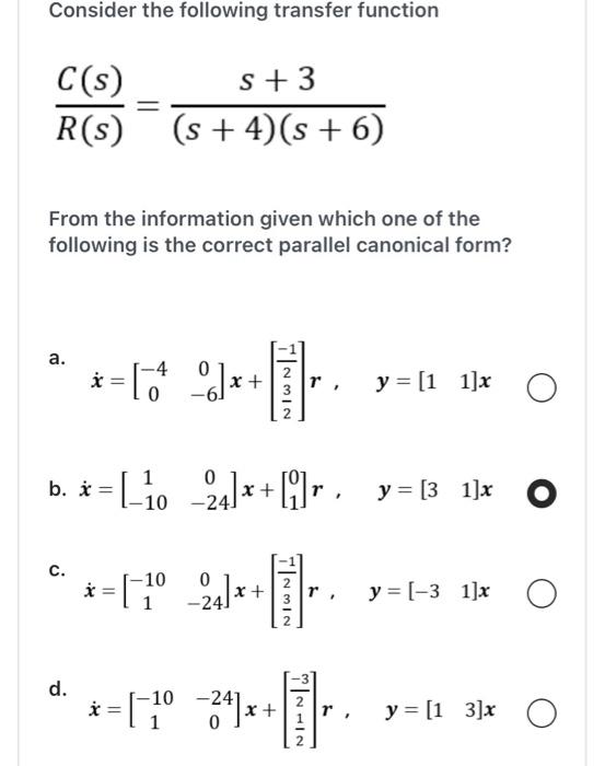 Consider the following transfer function | Chegg.com