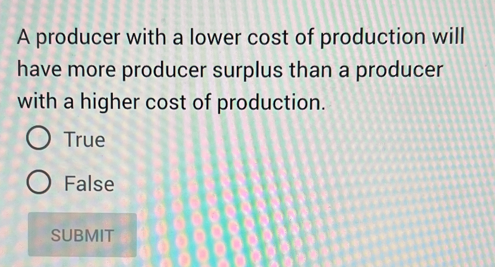 Solved A producer with a lower cost of production willhave | Chegg.com