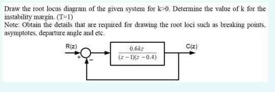 Solved Draw the root locus diagram of the given system for | Chegg.com