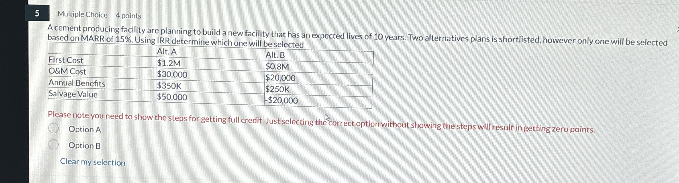 Solved 5Multiple Choice 4 ﻿pointsA cement producing facility | Chegg.com