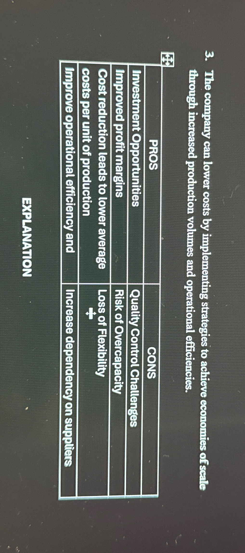 Solved The company can lower costs by implementing | Chegg.com
