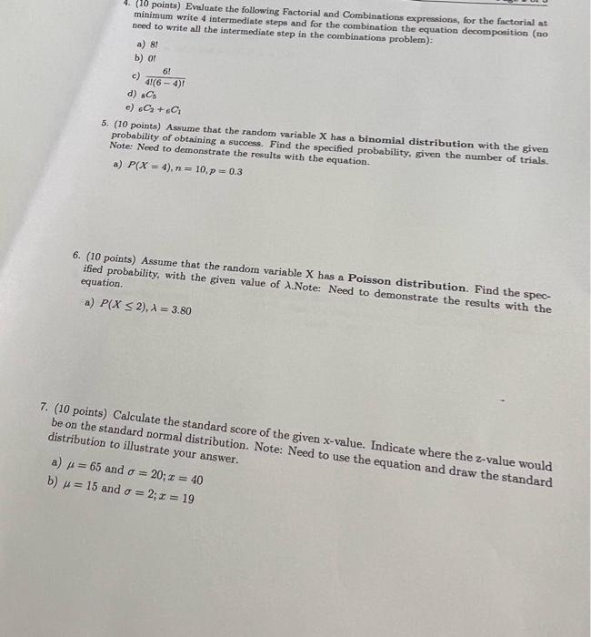 Solved (10 points) Evaluate the following Factorial and | Chegg.com