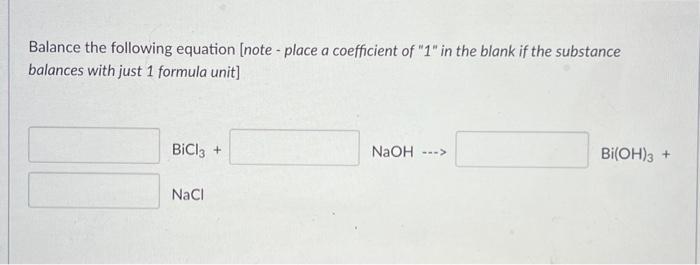 Solved Balance the following equation [note - place a | Chegg.com