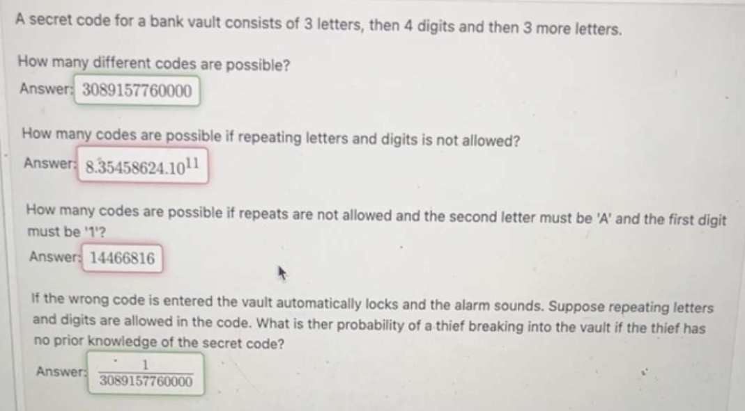 Solved A secret code for a bank vault consists of 3 | Chegg.com
