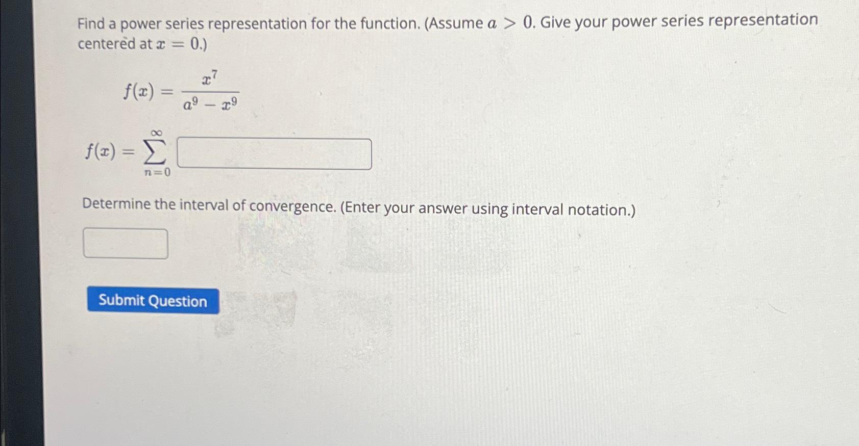 Solved Find a power series representation for the function. | Chegg.com