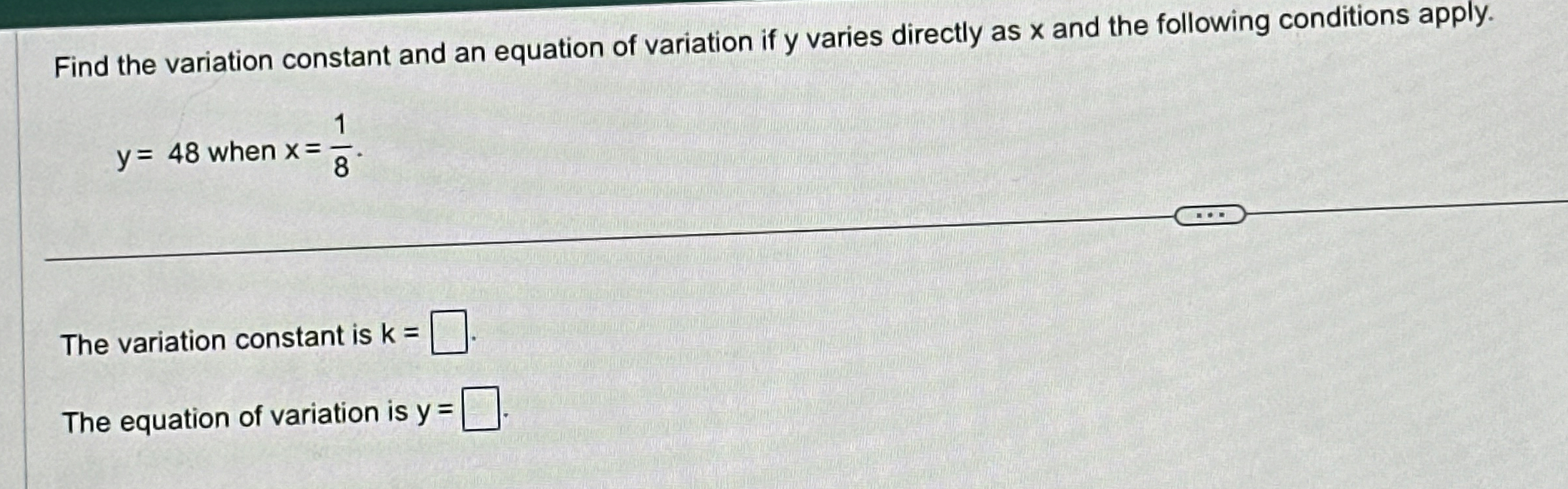 Solved Find the variation constant and an equation of | Chegg.com