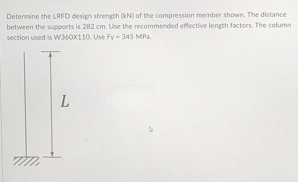 Solved Determine the LRFD design strength (kN) of the | Chegg.com