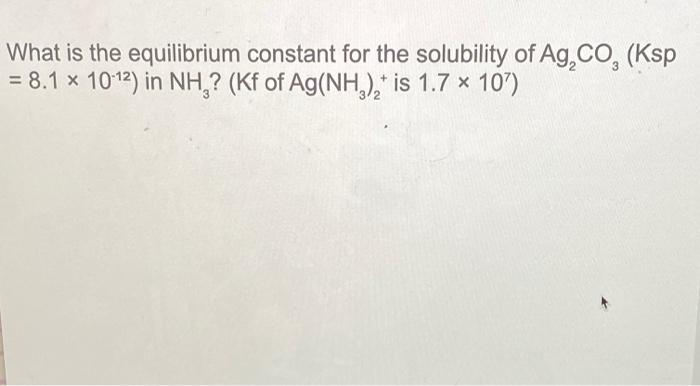 Solved What is the equilibrium constant for the solubility | Chegg.com