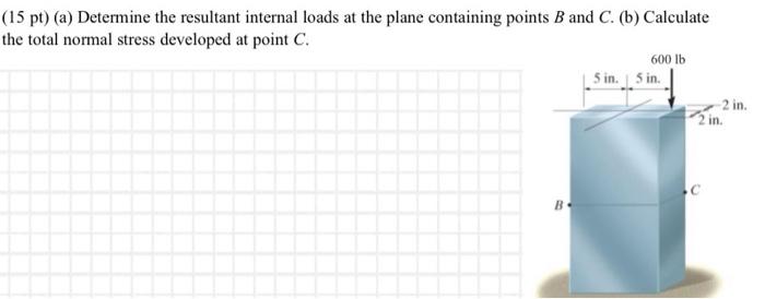Solved (15 pt) (a) Determine the resultant internal loads at | Chegg.com