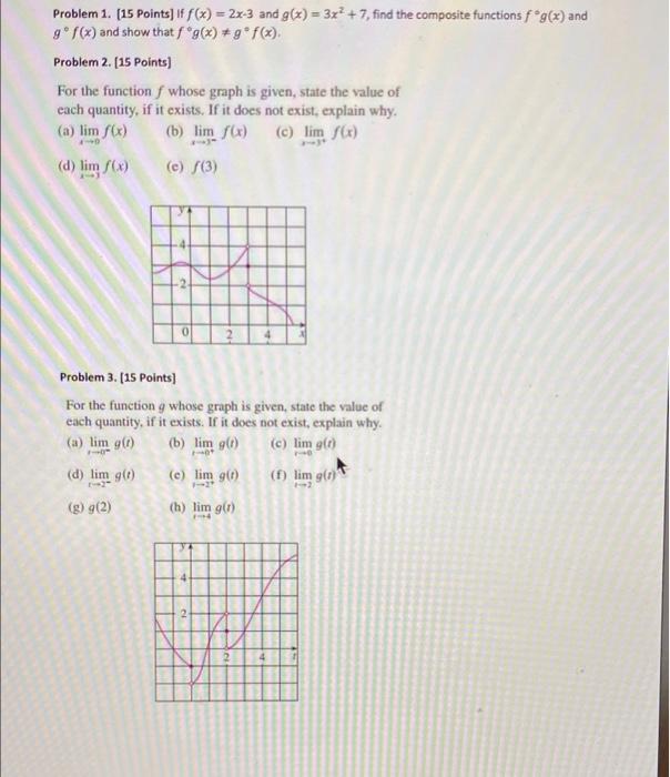 Solved Problem 1. (15 Points) if f(x) = 2x-3 and g(x) = 3x2 | Chegg.com