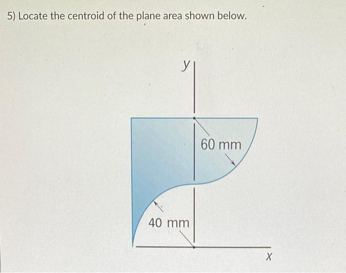 Solved 5) Locate the centroid of the plane area shown below. | Chegg.com