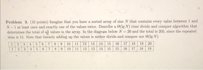 Solved Problem 3. (10 points) Imagine that you have a sorted | Chegg.com
