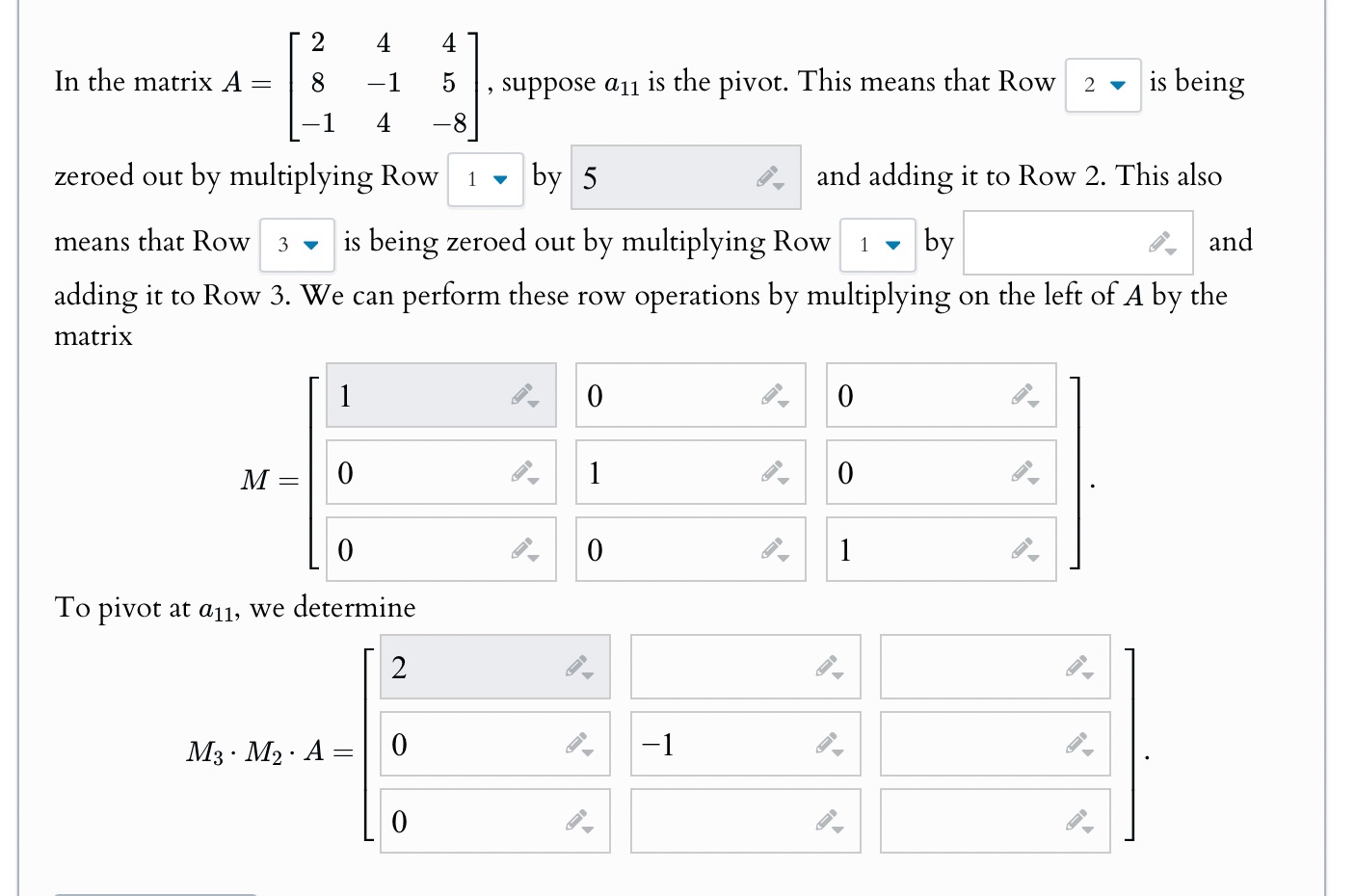 Solved In the matrix A=[2448-15-14-8], ﻿suppose a11 ﻿is the | Chegg.com