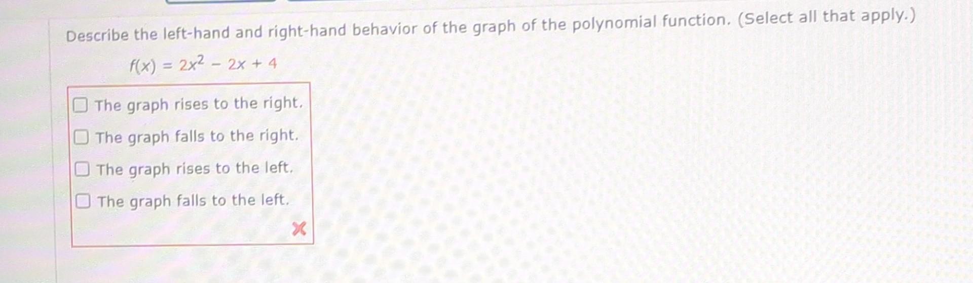Solved Describe the left-hand and right-hand behavior of the | Chegg.com