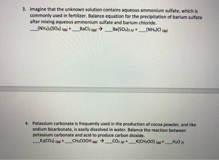 Solved 3. Imagine that the unknown solution contains aqueous | Chegg.com