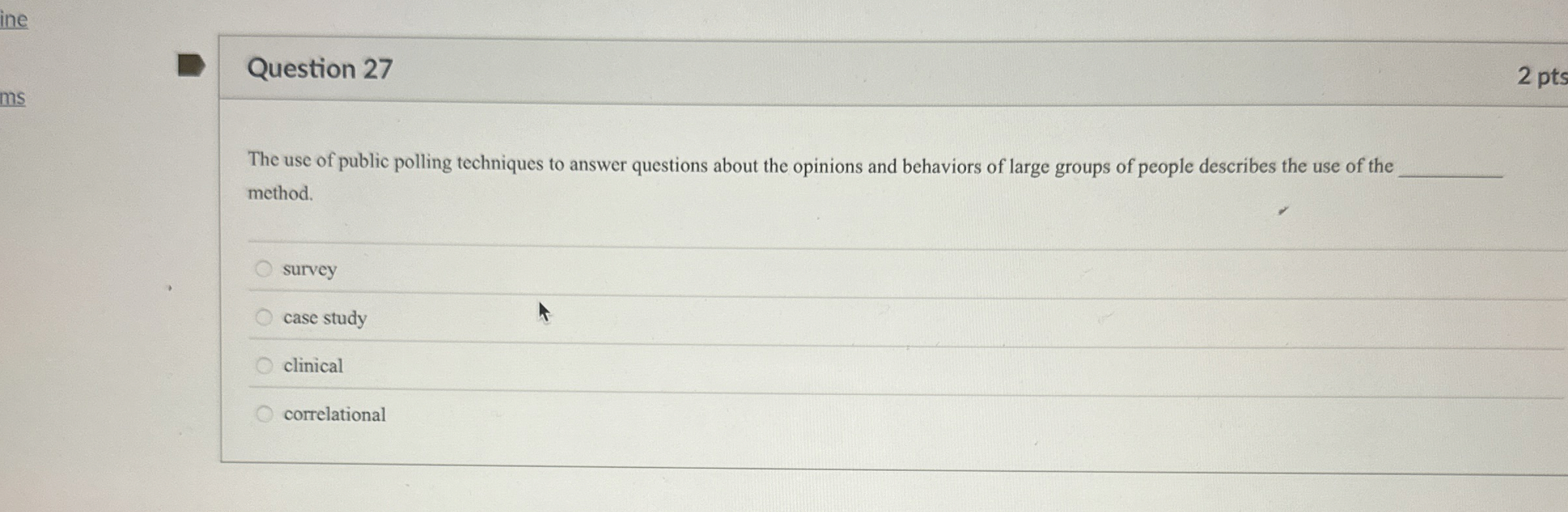 Solved Question 272 ﻿ptsThe use of public polling techniques | Chegg.com