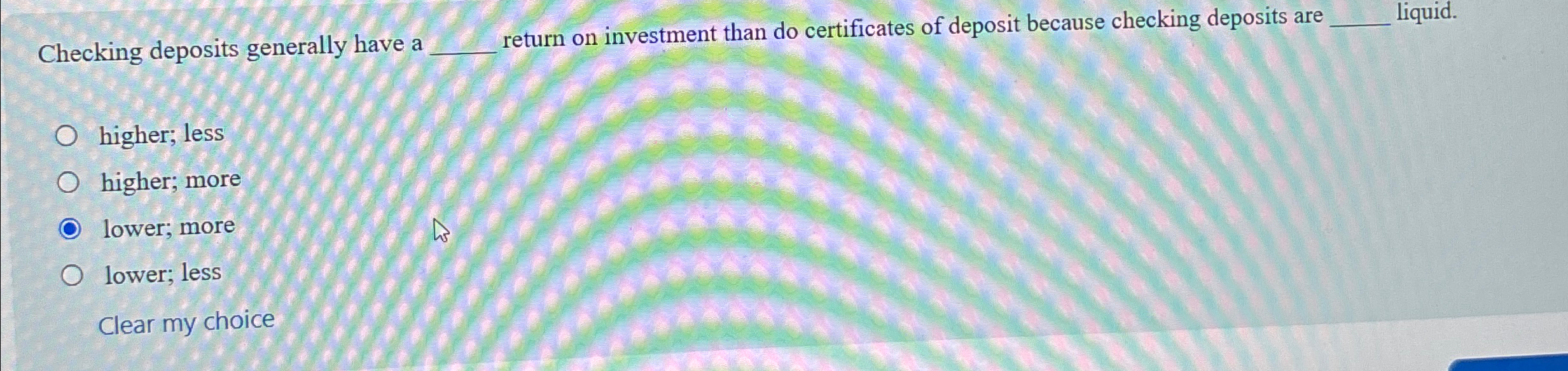 Solved Checking deposits generally have a ﻿return on | Chegg.com