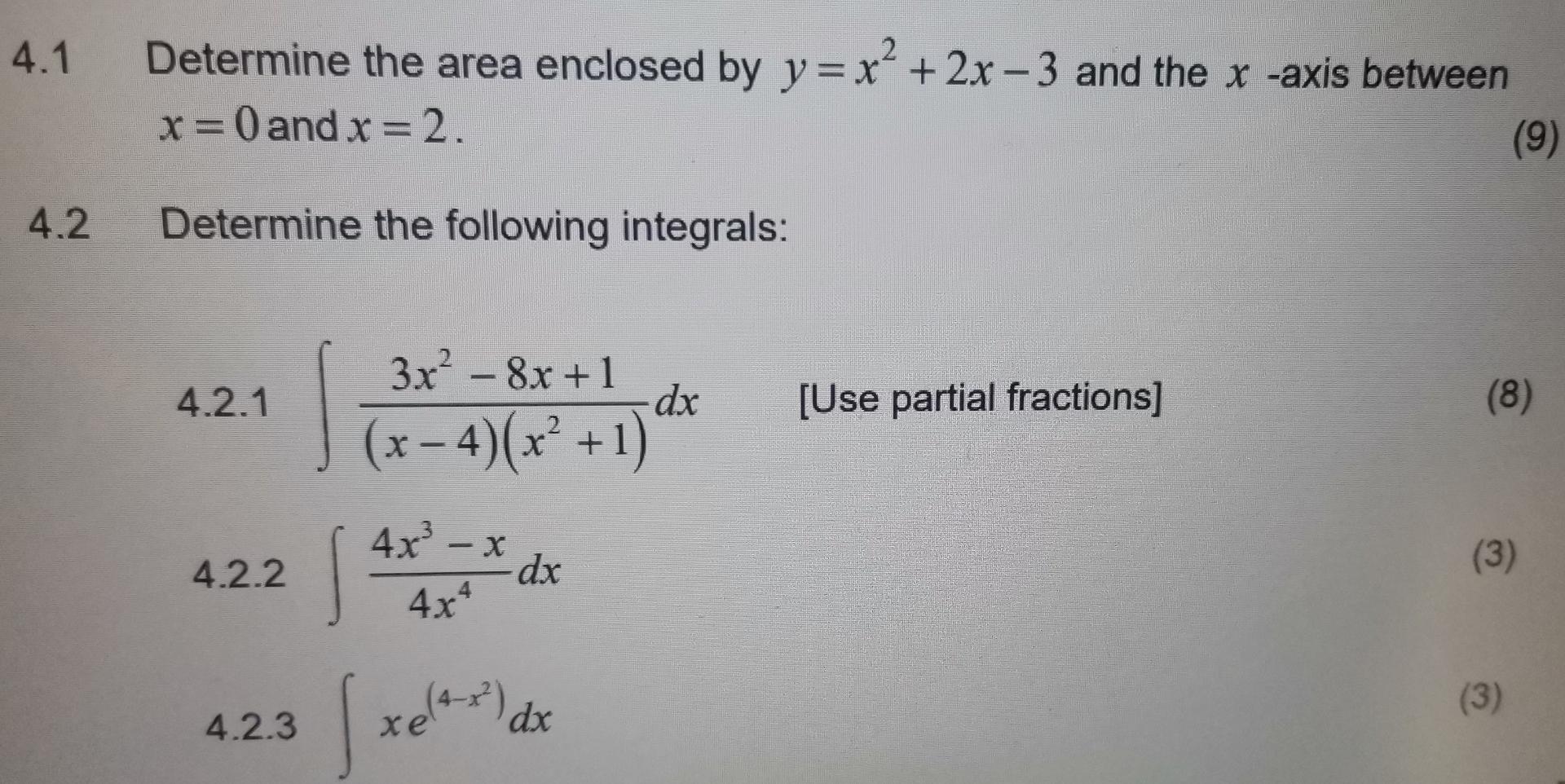 Solved 4.1 Determine the area enclosed by y=x2+2x−3 and the | Chegg.com