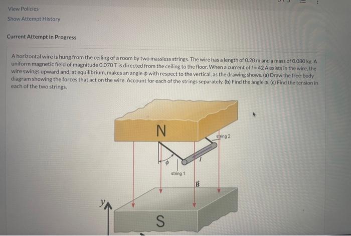 Solved A horizontal wire is hung from the ceiling of a room | Chegg.com